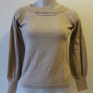 Minnie Rose | Sweaters | Minnie Rose Metallic Gold Keyhole Sweater S ...